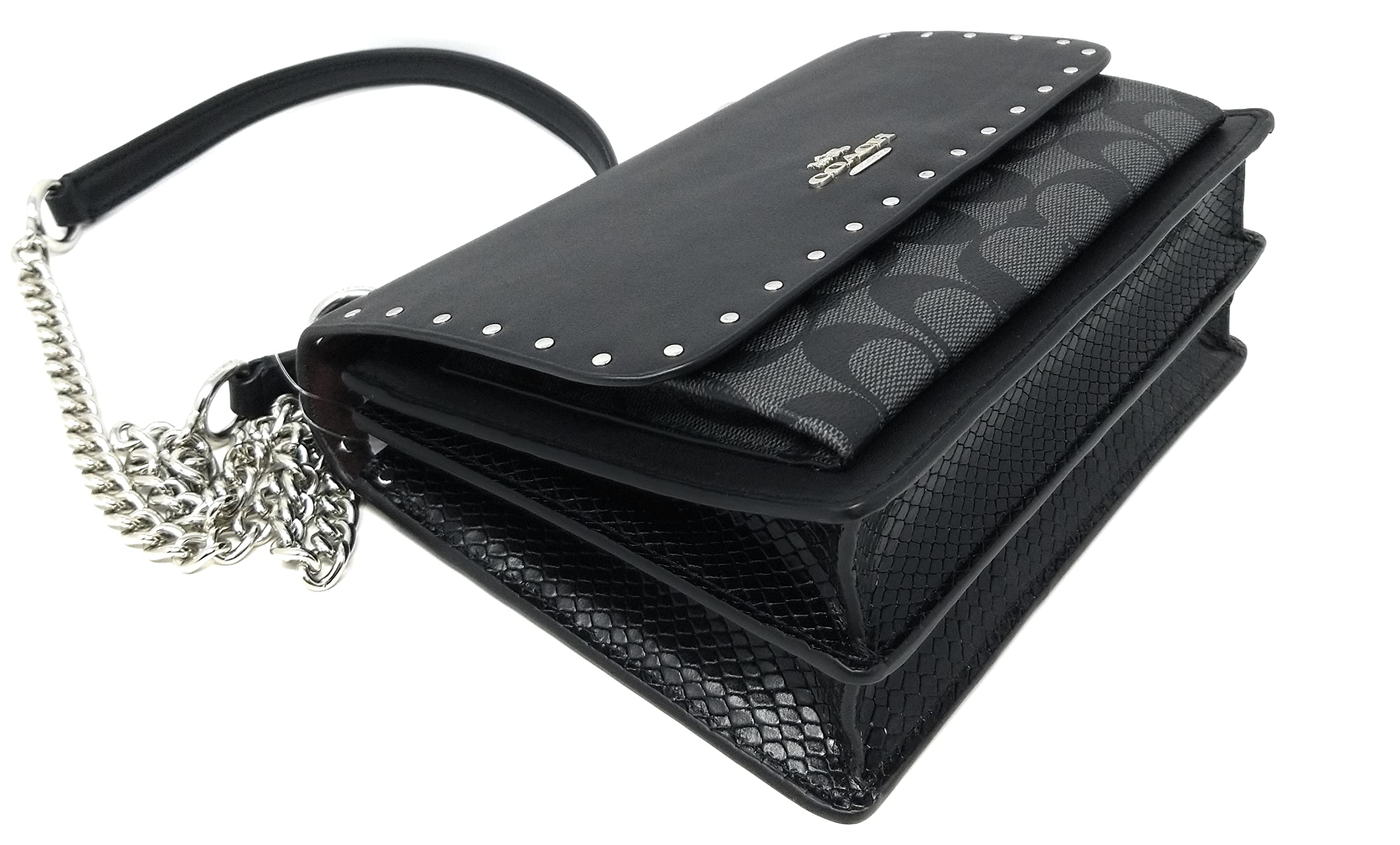 Coach Women's Klare Crossbody In Signature Canvas With Rivets (Snake Embossed - Graphite - Black Multi)