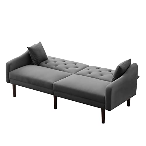Modern Upholstered Futon Sofa Loveseat Convertible to Nap Sleeper Couch Bed,Soft Loveseat & Sofabed for Home Office Apartment Small Space Living Room Napping