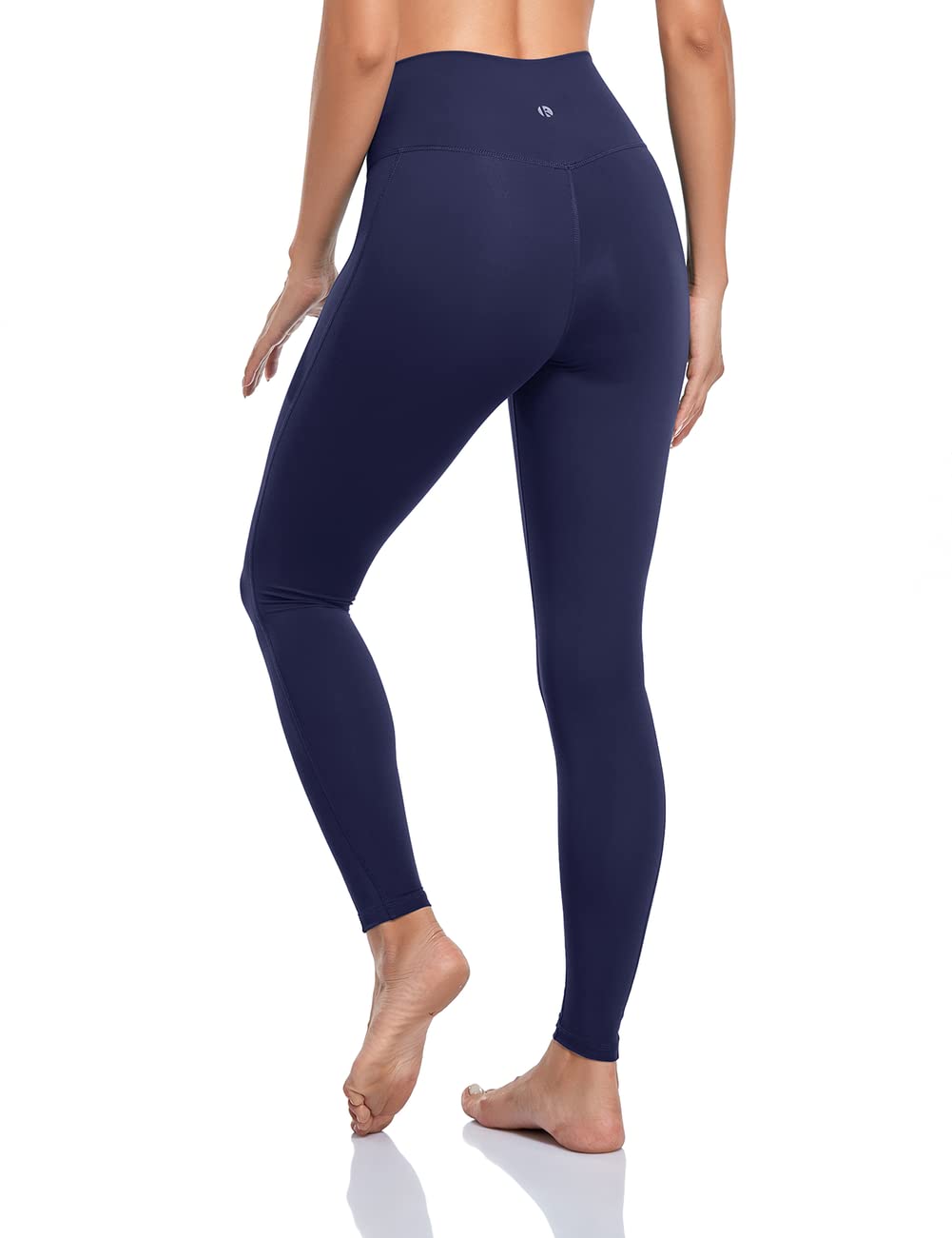 coastal rose Women's High Waisted Workout Leggings 7/8 Length Sport Tights with Inner Pocket Tummy Control Yoga Pants Midnight Blue S