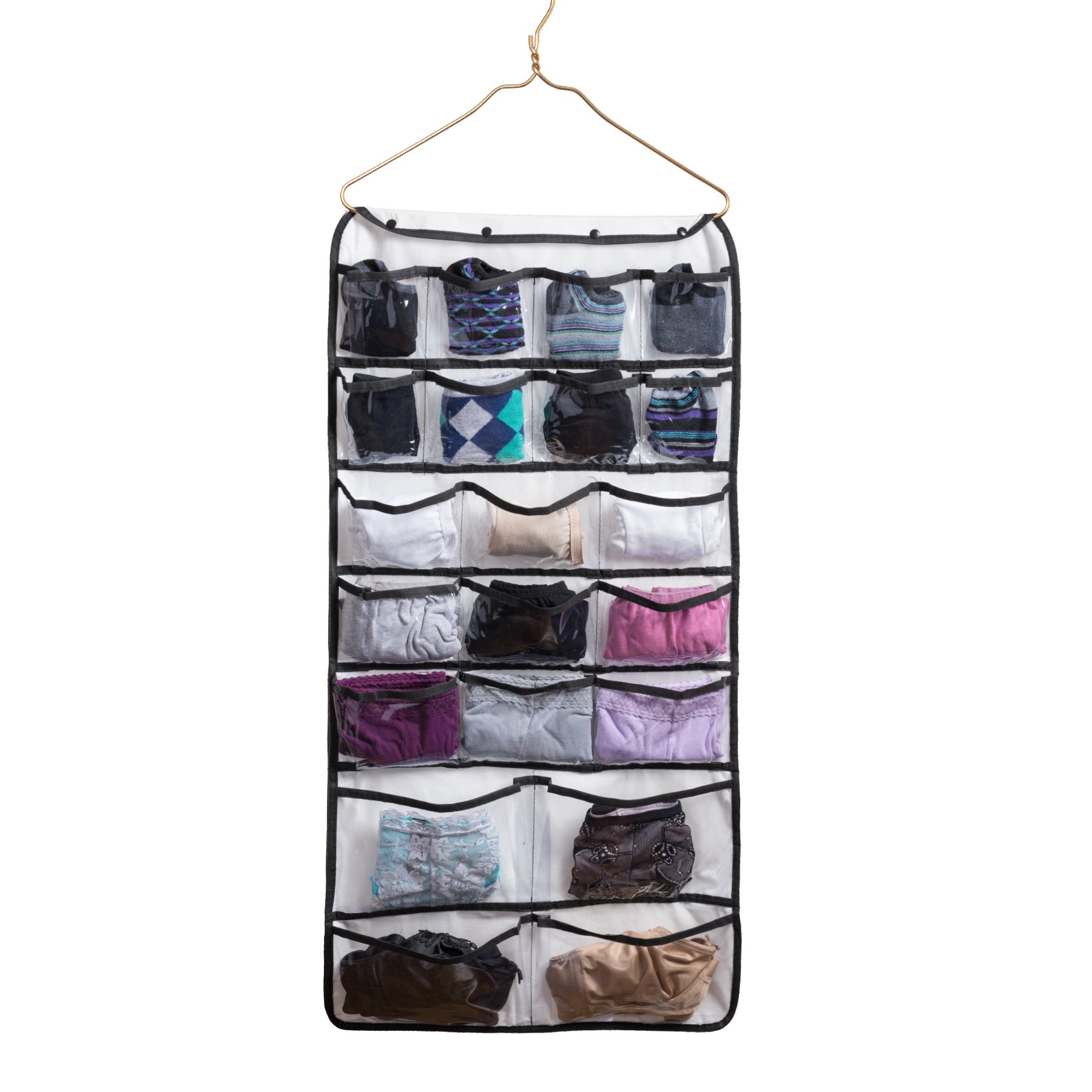 Qrandy 42 Pockets Hanging Closet Jewelry Dual-sided Organizers Bra Underwear Socks Ties Storage