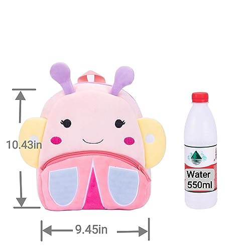 JoyRokaro Toddler Backpack Butterfly Backpack Cute Plush Bag Cartoon 10" Preschool Backpack For 2-6 Years Girls Boys