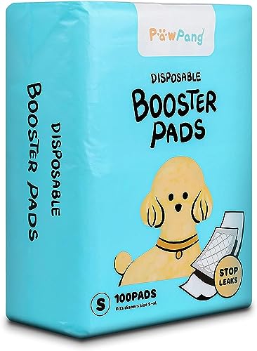 PAWPANG Disposable Dog Diaper Liners Booster Pads for Male & Female Dogs, 100ct, 4 Sizes Variations, Doggie Diaper Inserts fit Most Types of Dog Diapers - Pet Belly Bands & Male Wraps (Small (100 ct))