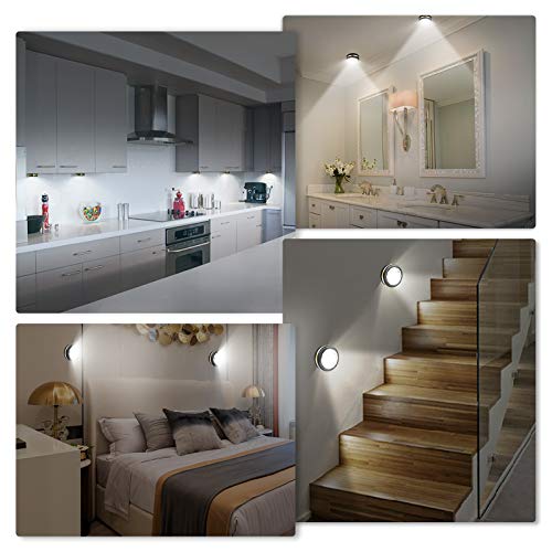 LEASTYLE Under Counter Lights for Kitchen,Wireless LED Puck Lights with Remote Control 6 Pack, Under Cabinet Lighting Battery Operated,Stick-up Steps Lights Indoor