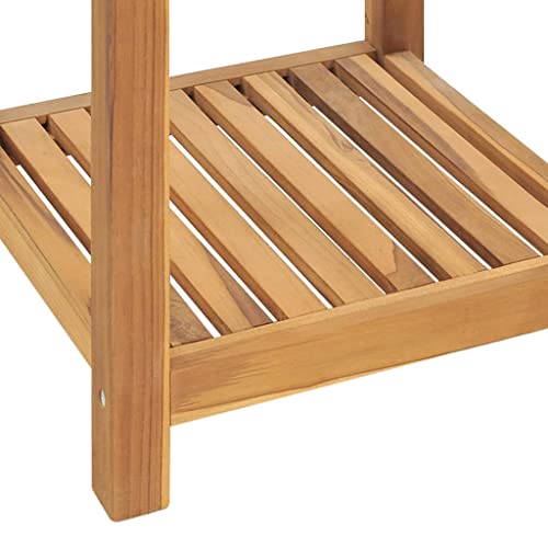 Makastle Bathroom Storage Rack 4-Tier Shelf Freestanding Wood Stand Organizer Multifunctional Shelving Unit Stand Tower for Living Room, Bedroom, Kitchen, Solid Wood Teak 16.5"x16.5"x65"