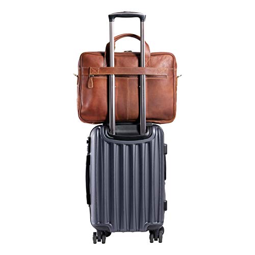 KomalC 16 Inch Leather briefcases Laptop Messenger Bags for Men and Women Best Office School College Satchel Bag