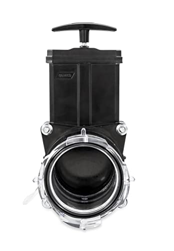 Camco Camper/RV Gate Valve with Built-in Clear Adapter | Features 3.5-Inch Long Clear Adapter, 4 Bayonet Prongs, and Fits 3-inch Sewer Fittings (39053)