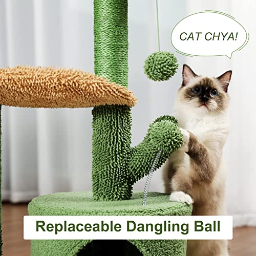 PAWZ Road Cat Tree 32 Inches Cactus Cat Tower Bundle with 23 Inches Cactus Cat Scratcher Featuring with 3 Scratching Poles