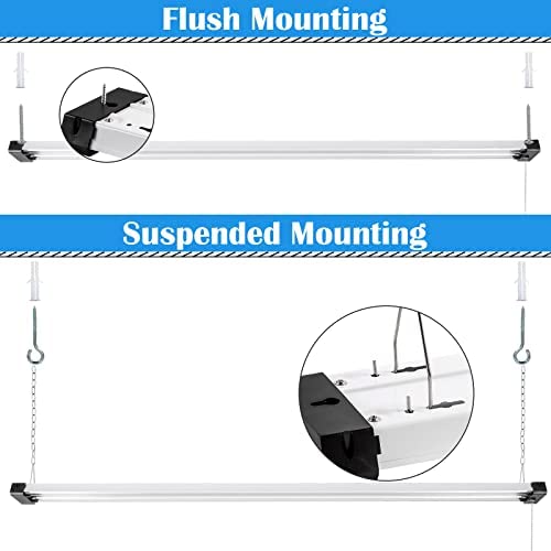 ZJOJO Linkable LED Shop Light for Garage, LED Shop Light 4FT with Pull Chain (ON/Off), 3000K/4000K/5000K, 42W 4800LM Bright LED Shop Lights with 5 Year Warranty for Workshop Office Warehouse-1Pack