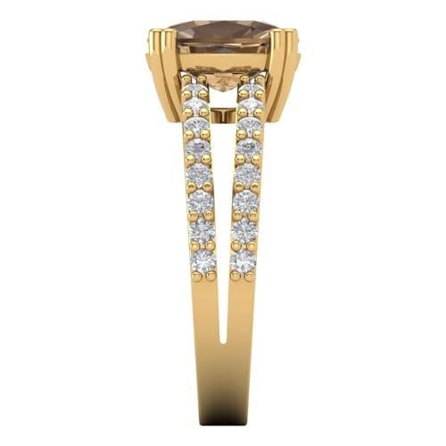 Clara Pucci 3.50 ct Cushion Cut Solitaire Champagne Simulated Diamond Engagement Promise Anniversary Bridal Ring 18K Yellow Gold 8.25