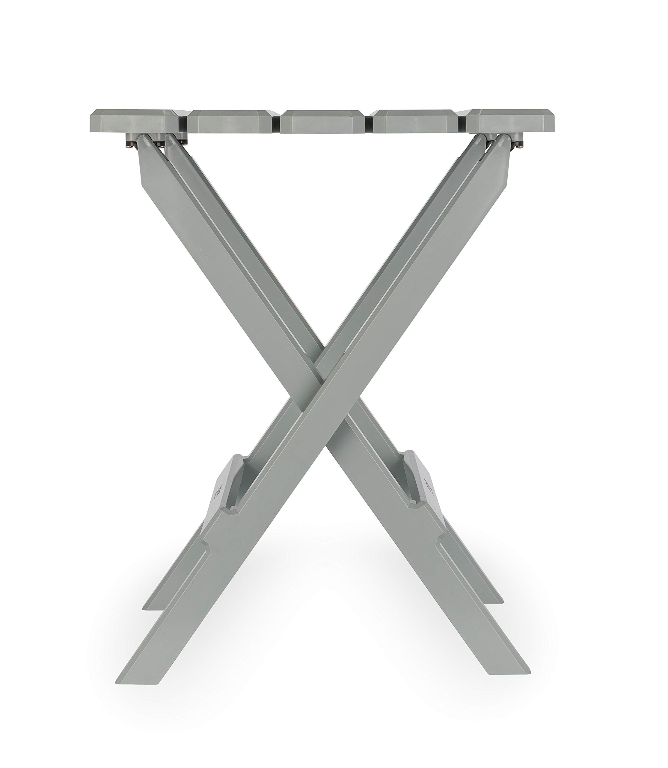 Camco Large Adirondack Portable Outdoor Folding Side Table - Perfect for The Beach, Camping, Picnics, Cookouts and More - Weatherproof and Rust Resistant - Gray (21038), Grey
