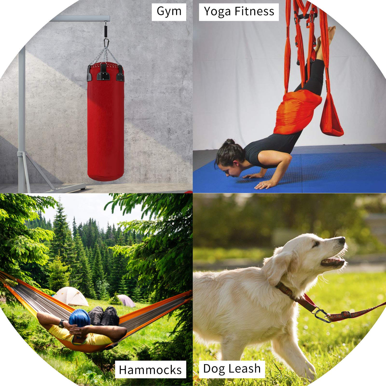 Carabiner Clip, 4 Pack, 855lbs,3" Heavy Duty Caribeaners for Hammocks, Camping Accessories, Hiking, Keychains,Outdoors and Gym etc, Small Carabiners for Dog Leash, Harness and Key Ring, Black