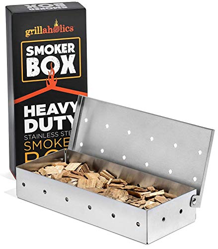 Grillaholics Stainless Steel Smoker Box & Heat Resistant Grill Gloves Bundle