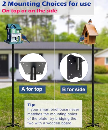 Garbuildman 105 Inch Bird Feeder Pole Kit, Heavy Duty Bird House Pole Set with 5-Forked Base, Adjustable Universal Mounting Post Kit for Outdoors, Matte Black, 1 Pack