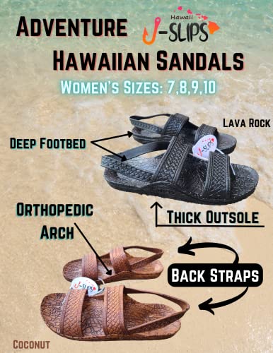 New Adventure Orthopedic J-Slips Hawaiian Jesus Sandals with arch, deep footbed, and backstraps Coconut W7