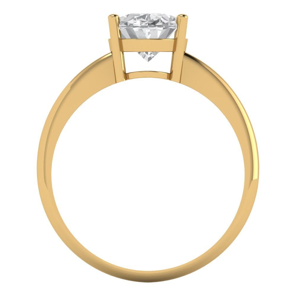 Clara Pucci Yellow 14k Solid Gold Solitaire anniversary Engagement Promise Bridal Ring - 2 Carat Oval Cut Clear Simulated Diamond Size - 7.25