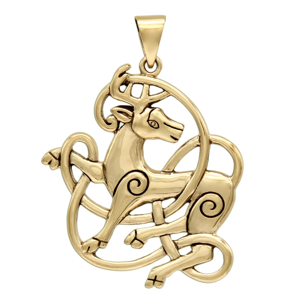 Bronze Stag Pendant - Celtic Deer Druid Jewelry for Men or Women