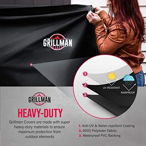 Grillman Premium Grill Caddy & Grillman Premium BBQ Grill Cover. Rip-Proof & Waterproof (58" L x 24" W x 48" H, Black)