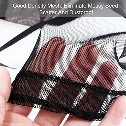 ERDONG Bird Cage Cover, Adjustable Bird Cage Seed Catcher Birdcage Skirt Nylon Mesh Net Guard for Parrot Parakeet Macaw Round Square Cages, Ventilate Dustproof (Black)