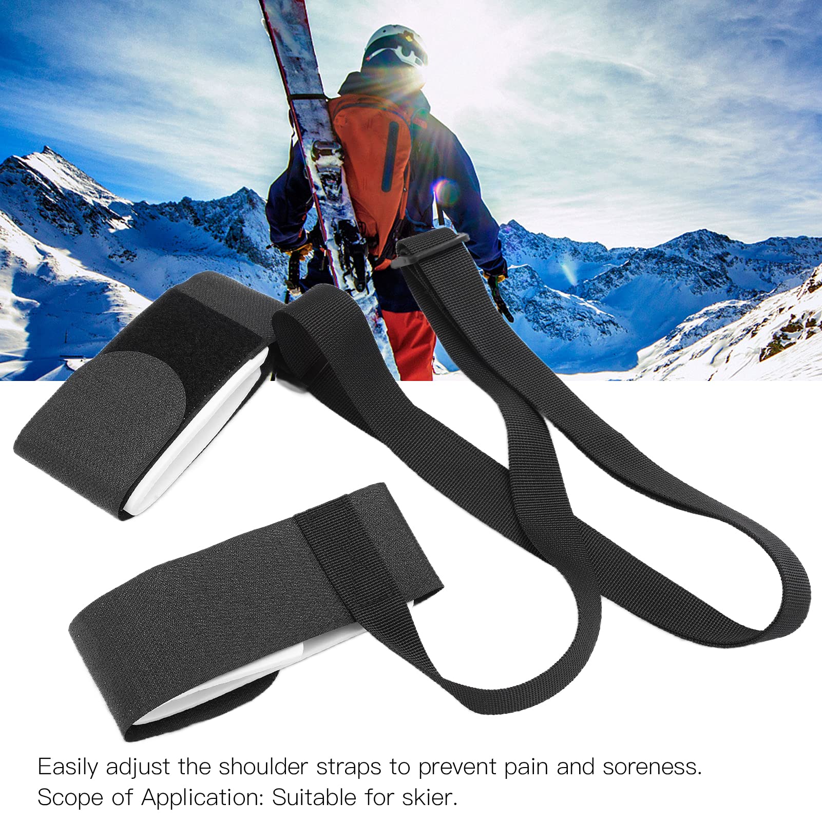 Cushioning Design Ski Straps, Ski Carrier Strap for Carrying Pole Carrier Straps Ski Straps for Carrying with 1 X Ski Strap for Ski Accessories