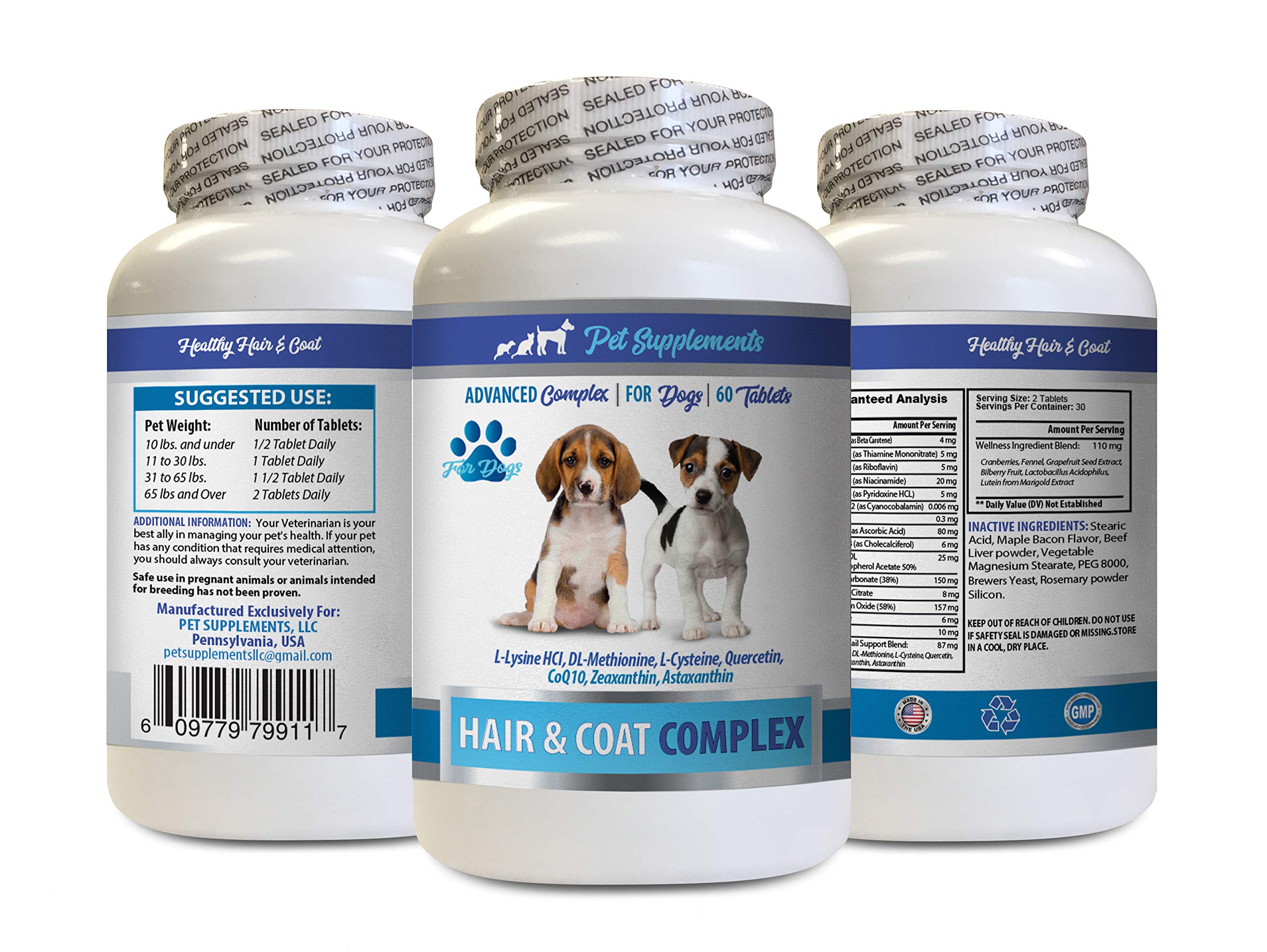 PET SUPPLEMENTS Itch Relief Dogs - Dogs Hair and Coat Complex - Advanced Skin Relief - Good for Nails - Dog Vitamin b Complex - 1 Bottle (60 Tablets)
