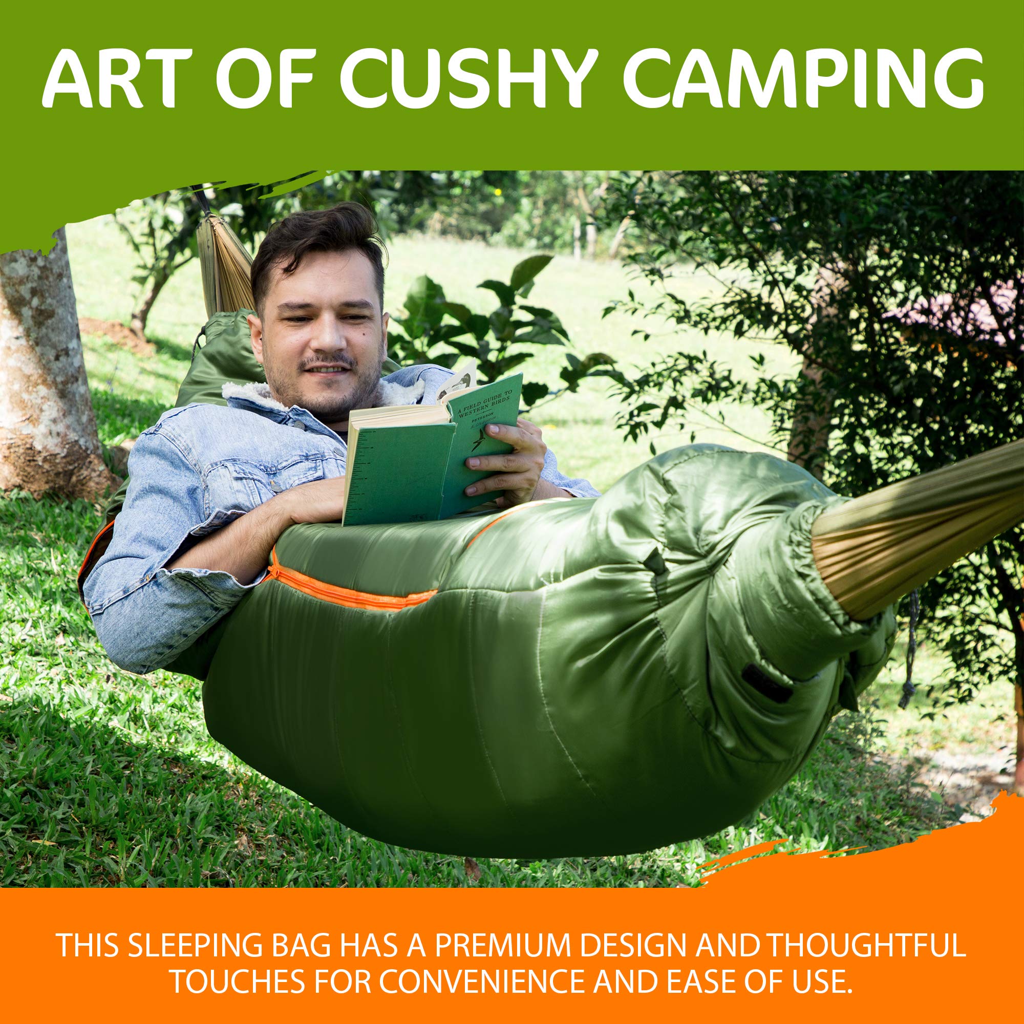 Cushy Camper Sleeping Bag for Hammocks - Lightweight Camping Sleep System to Keep You Warm and Cozy in Your Hammock - Sleeping Bag for Adults so You Can Hang Out Even in Cold Weather