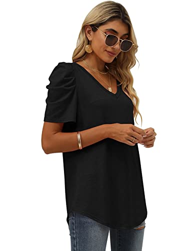 Womens Summer Tops Black Shirts for Women Oversized T Shirts Casual Loose Fit XXL