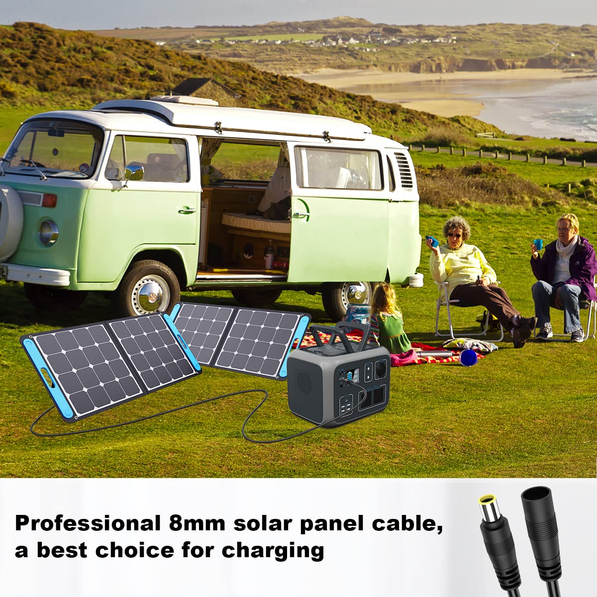 Electop DC 8mm Extension Cable 20Ft, DC 8mm Cord 14AWG DC 8mm Female to Male Adapter Connector Cable 8mm DC Power Plug for GZ Yeti Jackery Solar Generator Portable Power Station and Solar Panel