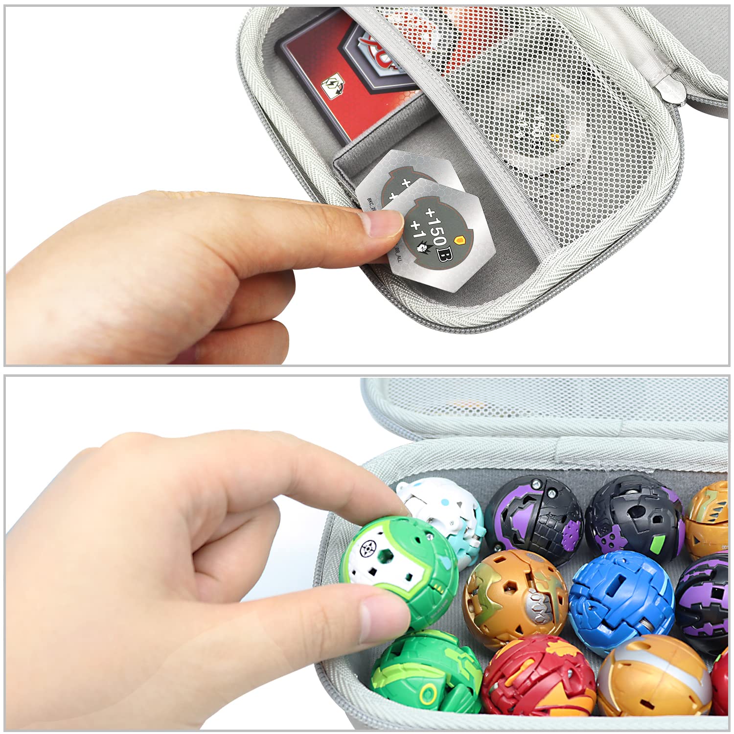 FCDYLBD Toy Organizer Case Compatible with Bakugan Battle Planet, BakuCores, Armored Alliance, Geogan Rising, Toy Organizer Storage Container Holder (12, Grey)