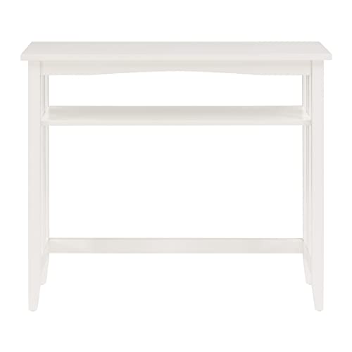 OSP Home Furnishings Sierra 36-Inch Foyer Table with Lower Storage Shelf and Mission Style Side Panels, White