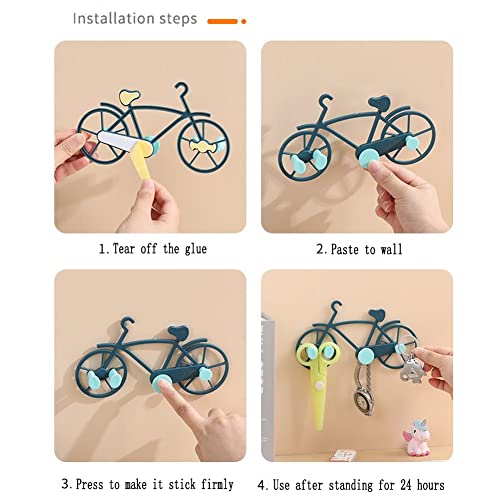 JruiZhp Coat Rack Coat Hooks,Household Free Punching Wall Hanging Coat Rack Creative 3Pcs Bicycle Three- Dimensional Decorative Hook Bedroom Living Room