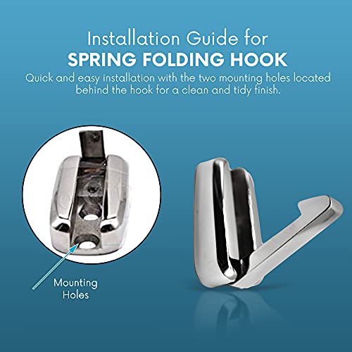 MARINE CITY 316 Grade Stainless Steel Spring Folding Marine Grade Loaded Hat Coat Hook Strong and Durable Coat Hook Foldable Mirror Polished for Boats – Yachts– Hardware Accessories (Pack of 1)