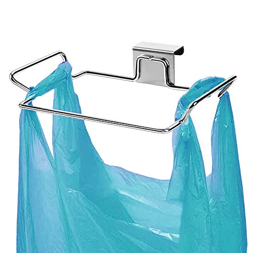 Meiloi Trash Bag Holder for Cupboards Kitchen Cabinet Door, Stainless Steel Portable Garbage Bins