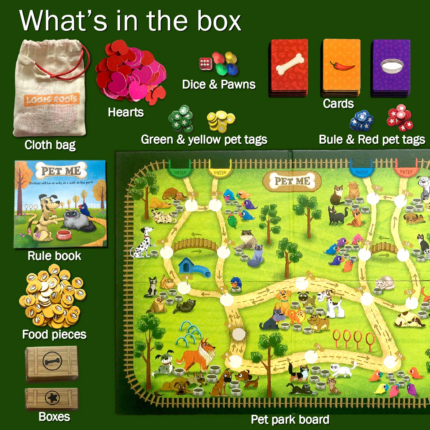 Logic Roots Pet Me Multiplication and Division Game - Fun Math Board Game for 5 - 9 Year Olds, Easy Start STEM Toy, Perfect Educational Gift for Kids (Girls & Boys), Homeschoolers, Grade 1 and Up