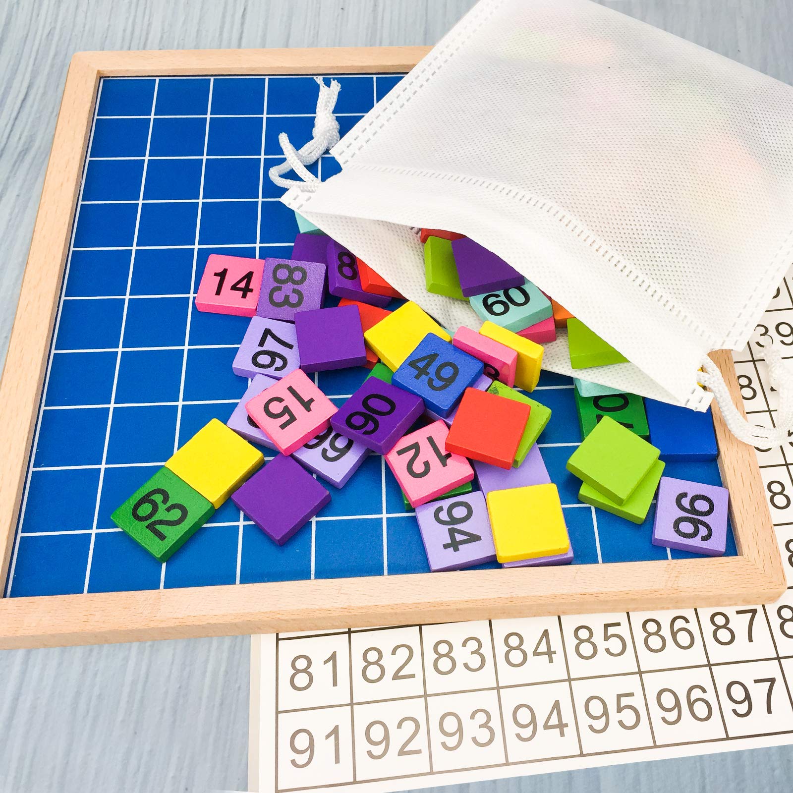 Wooden Hundred Board Toy,100 Digital Board Montessori Math Toy with Storage Bag,Multi-Color Hundred Counting Toys,1-100 Consecutive Numbers Game,Educational&Learning Digital Toy Gift for Kids,Boy,Girl