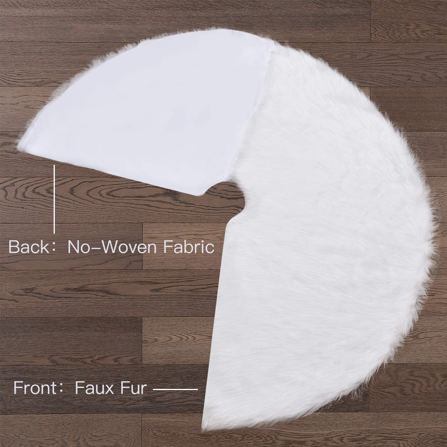 Christmas Tree Skirt, PHITRIC 48 Inches White Faux Fur Tree Skirt for Christmas Tree Decorations, Soft Thick Plush Xmas Tree Mat for Christmas Decor, Holiday Tree Skirts for Artificial Trees