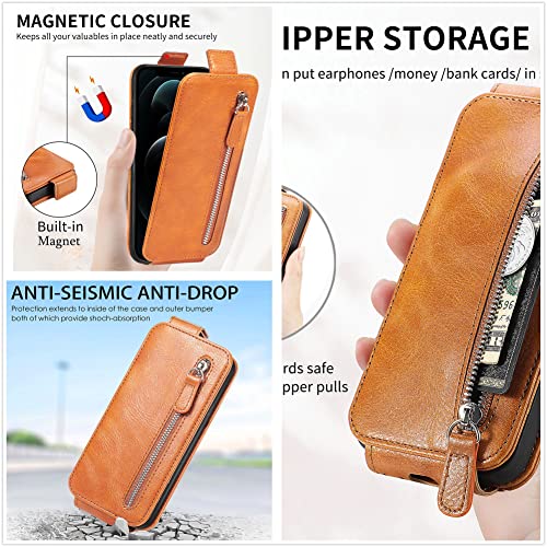 HUANGTAOLI PU Leather Handbag Case Cover for Oppo Find X5 Pro 5G, Built-in Magnet Closure Zipper Wallet Case for Oppo Find X5 Pro 5G