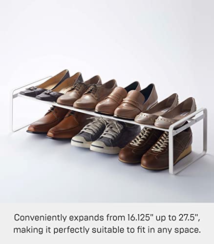 Yamazaki Home Adjustable Shoe Rack-Spacesaving Storage Solution, One Size, White
