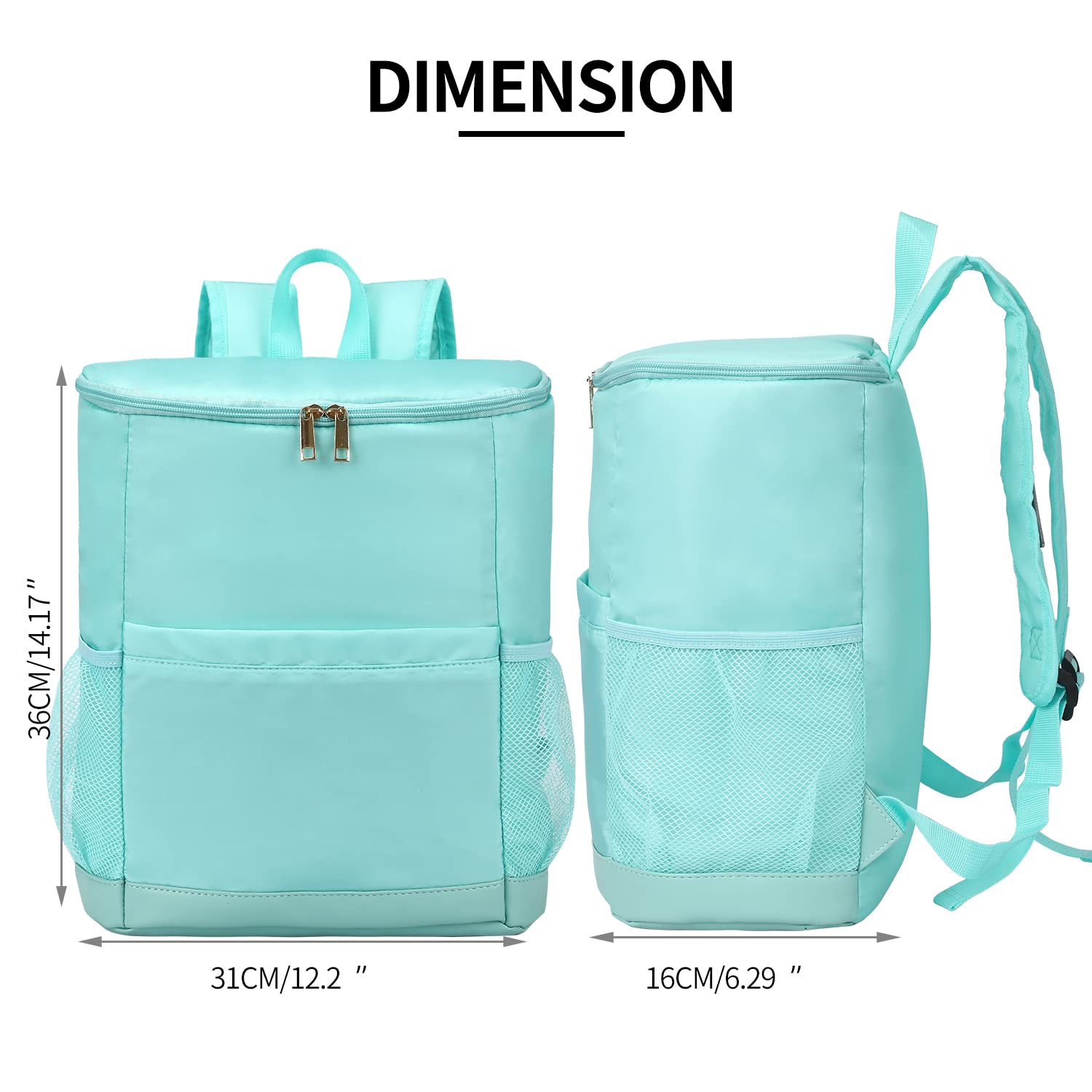 Cooler Backpack Women Mint Green Leak Proof Backpack Cooler Bags Lightweight Soft Lunch Backpack with Cooler Compartment,Wine Cooler for Hiking Camping,24 cans……