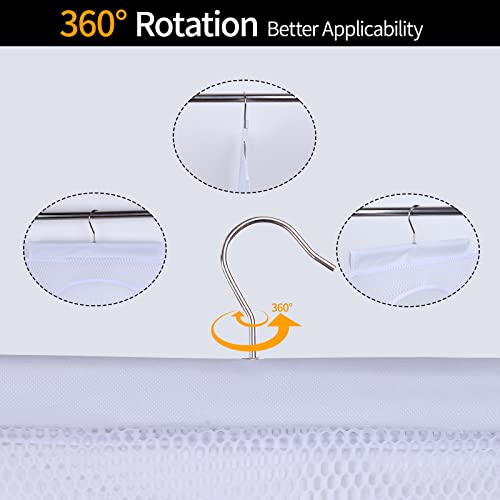 GUMQDD Breathable Mesh Laundry Hamper, Bringing Hooks Foldable Hanging Shower Caddy, Fast Drying Portable Space Saving Storage Bag, Applied to College Dorm Rooms, Gym, Swimming and RV Travel (White)