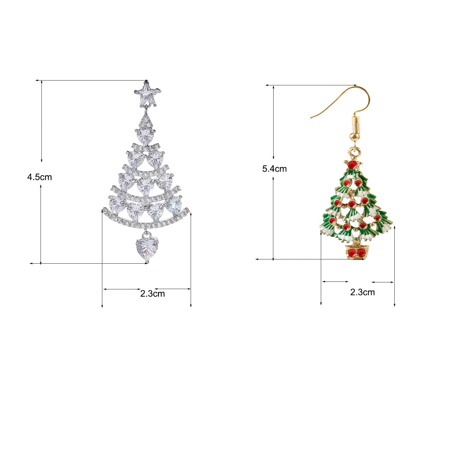 Christmas Tree Earrings Christmas Earrings Dangle for Women Zircon Christmas Tree Earrings Xmas Earrings Gift for women (Christmas Tree Earrings 2pcs)