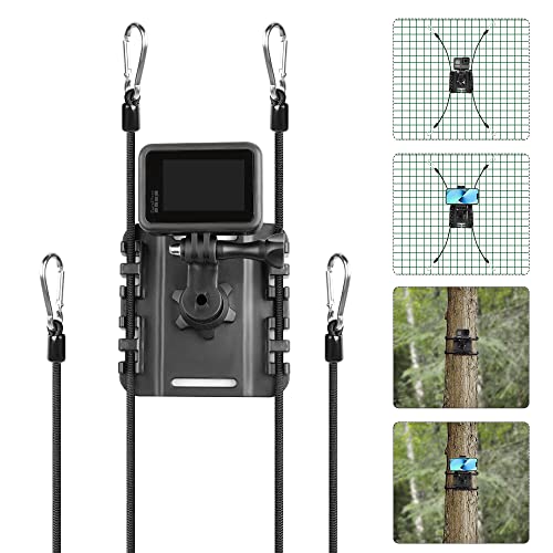 Taisioner Fence Mount Clamp Tree Rope Buckle Compatible with GoPro AKASO DJI Action Camera and Smart Phone Video Record Accessories for Mountain Biking Basketball Baseball Football Tennis Soccer