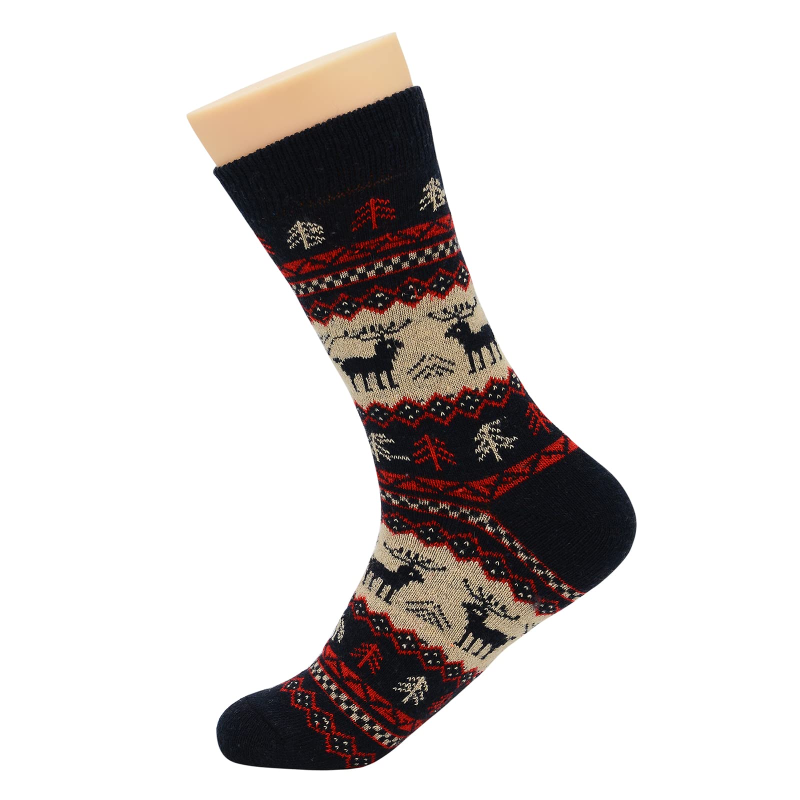 Durio Mens Christmas Socks Warm Wool Socks for Men Soft Casual Winter Socks Cozy Socks for Men Crew Socks Deer One Size