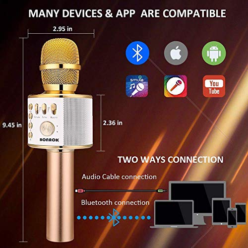 BONAOK Wireless Bluetooth Karaoke Microphone,3-in-1 Portable Handheld Karaoke Mic Speaker Machine Christmas Birthday Home Party for All Smartphone
