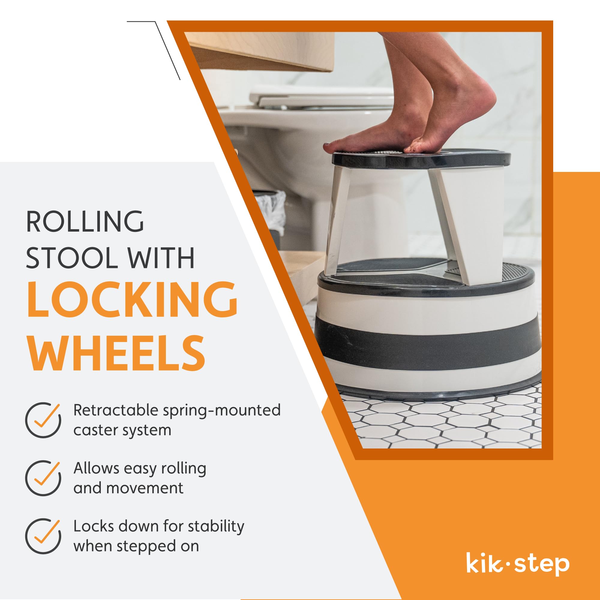 Cramer Kik Step Steel Step Stool - Two Step Stool, Holds 350 lbs (Orange)