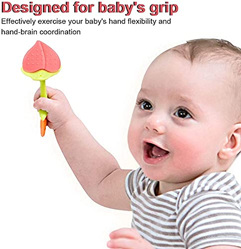 TEKSTAR Baby Teething Toys,Silicone Fruit Shape Teethers, Freezer Safe BPA Free, Soothe Babies Gums Set for Infant and Toddler