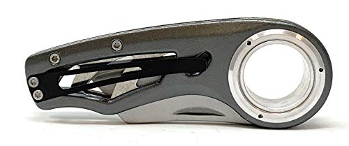 Excel Blades Revo Folding Pocket Utility Knife - Aluminum Body Heavy Duty Box Cutter with Holster, Anti-Slip Finger Loop Design Grip, Quick Change Blades and 3 Lock Positions Design, Grey