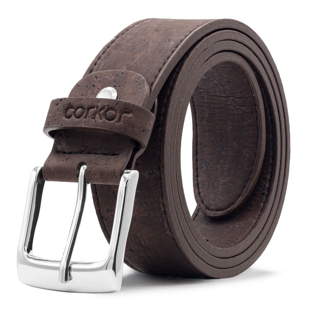Corkor Men's Cork Belt 35mm Wide Vegan Product Brown Color XXL Size