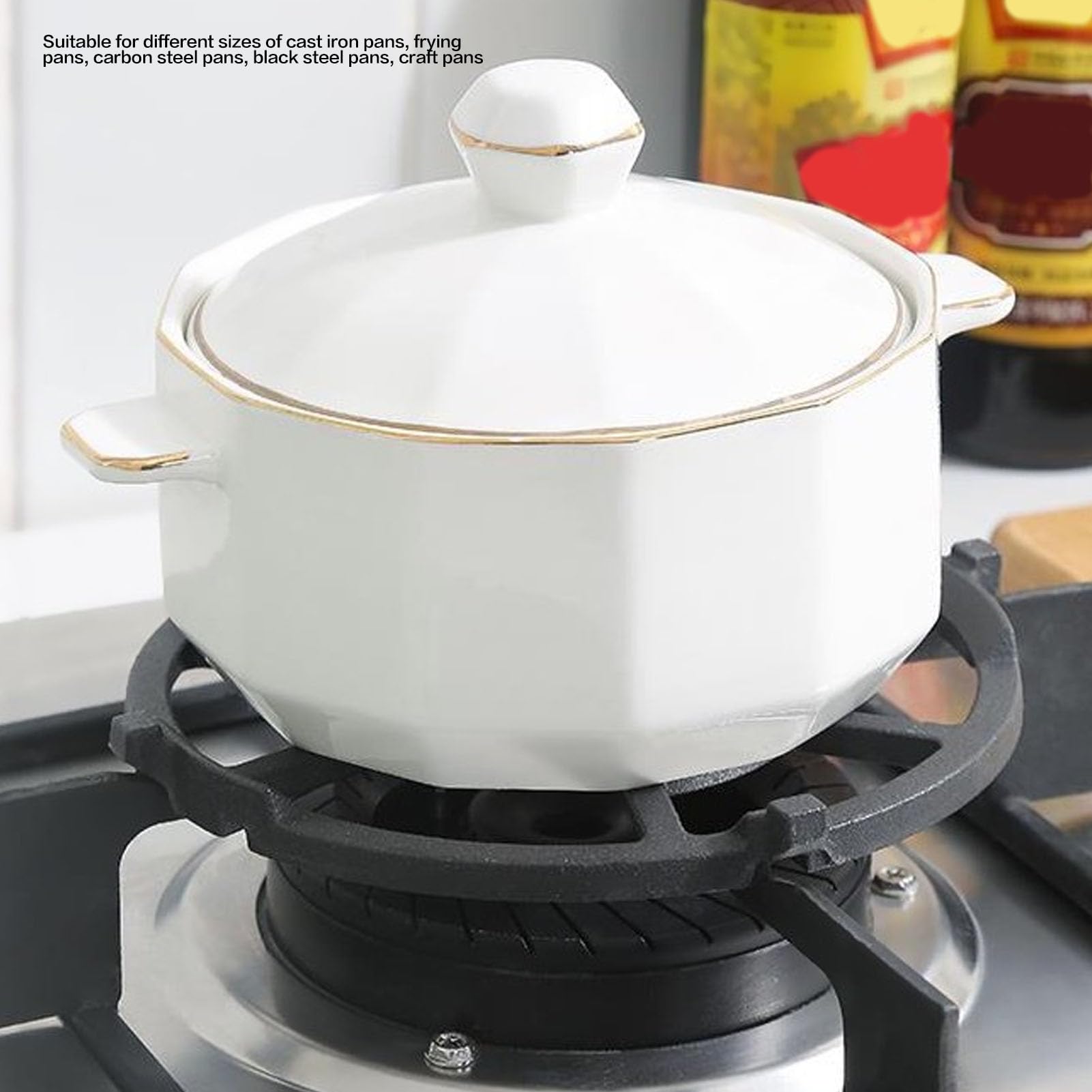 Cast Iron Wok Support Ring, Cast Iron Wok Rack Universal Non Slip Gas Stove Work Ring for Kitchen Gas Cooktop Pot Rack Stove Rack Ring Pan Holder Stand, Gas Stove Rack Accessories