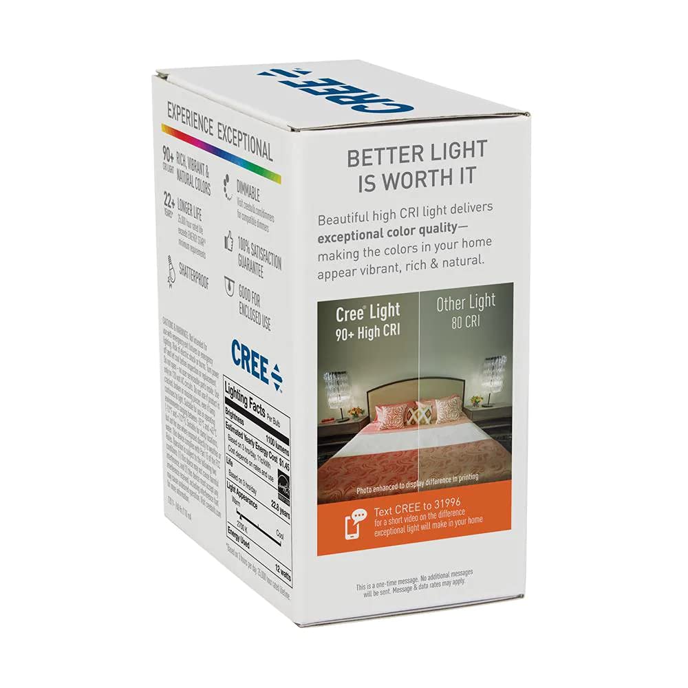 Cree Lighting Exceptional Series A19 Bulb, 2700K Dimmable LED Bulb, 75W + 1100 Lumens, Soft White, [7] 1 Packs