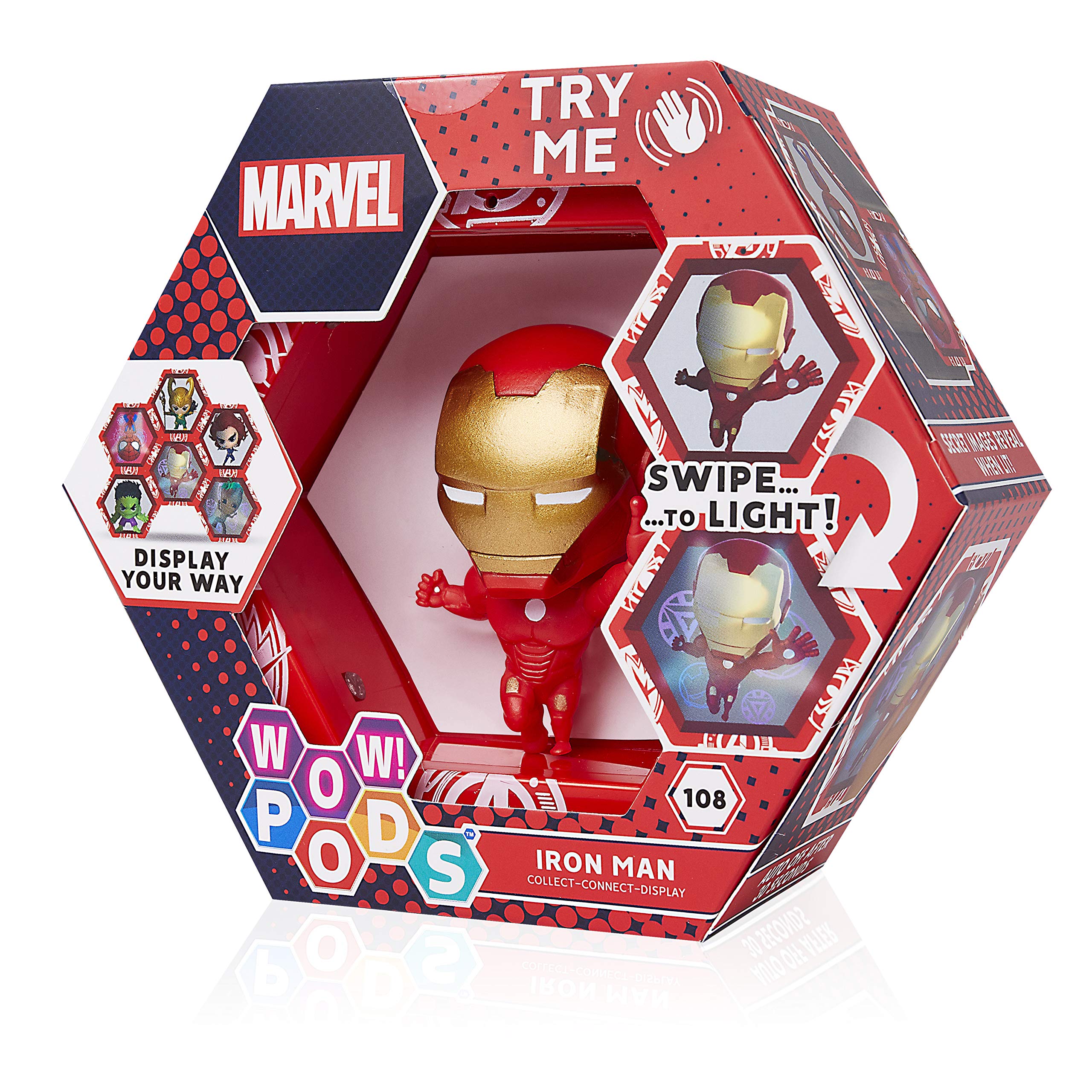 WOW! PODS Avengers Collection - Ironman | Superhero Light-Up Bobble-Head Figure | Official Marvel Collectable Toys & Gifts